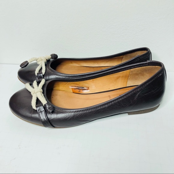 Hunter | Shoes | Hunter Brown Leather Ballet Flats Bow 75 | Poshmark